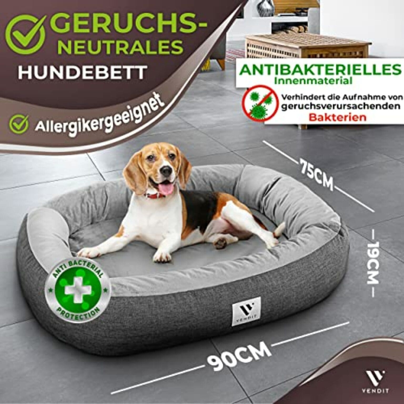 Vendit Orthopädisches Hundebett | Antiallergiker Geeignet Größe L ...